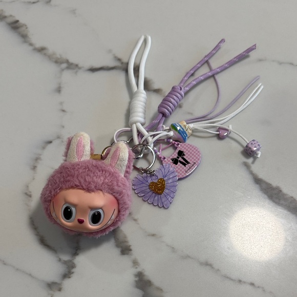 POP MART | Bags | Labubu Pink And Purple Bunny Keychain Toy | Poshmark